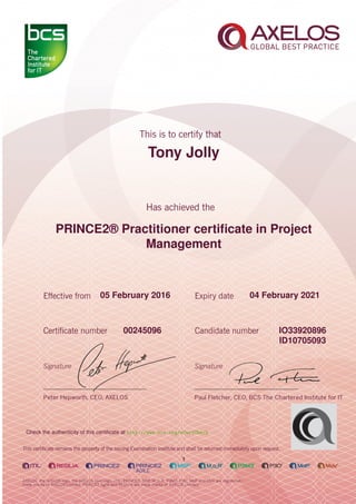 Axelos - PRINCE2 Practitioner | PDF