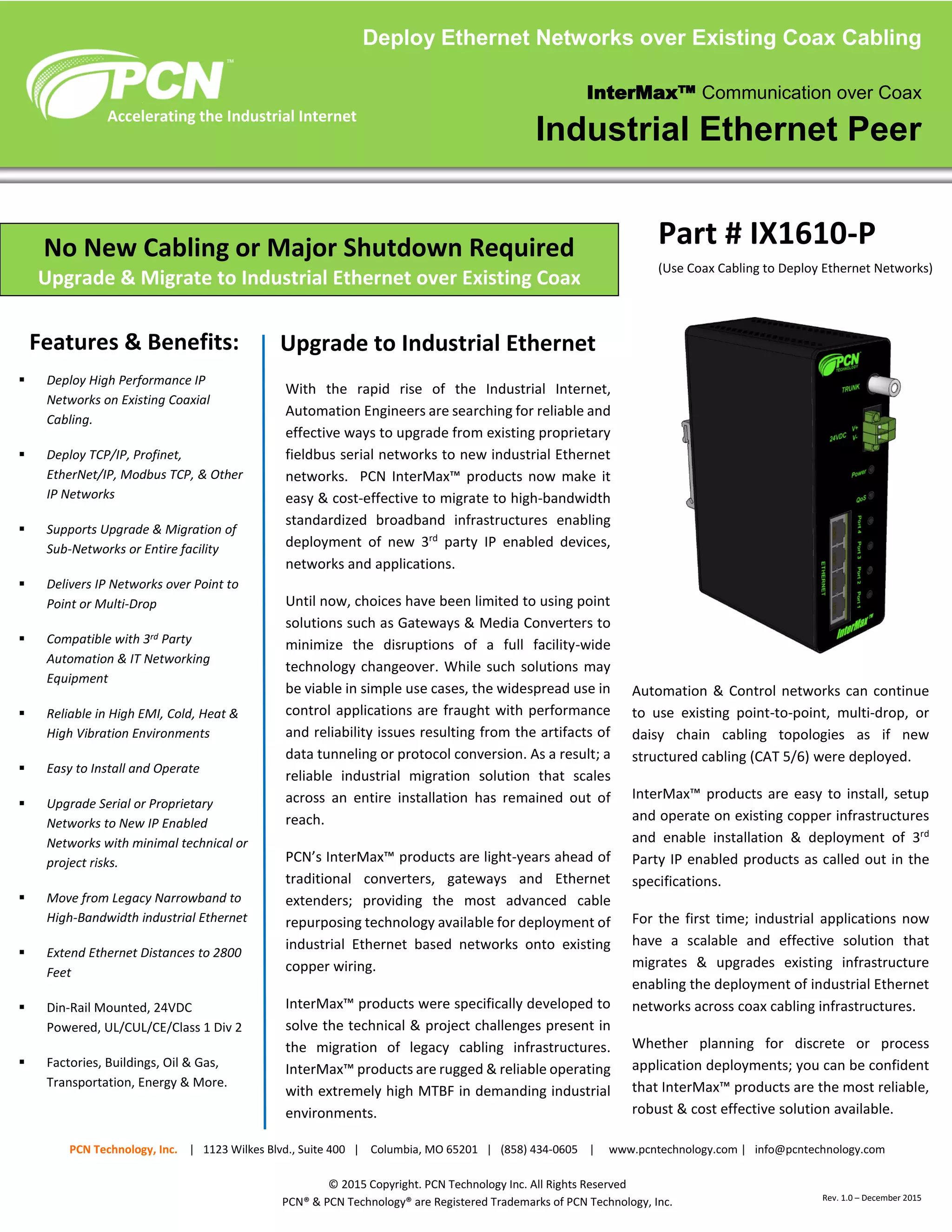 PCN InterMax IX1610-P Product Brochure rev 1-0 (1) | PDF