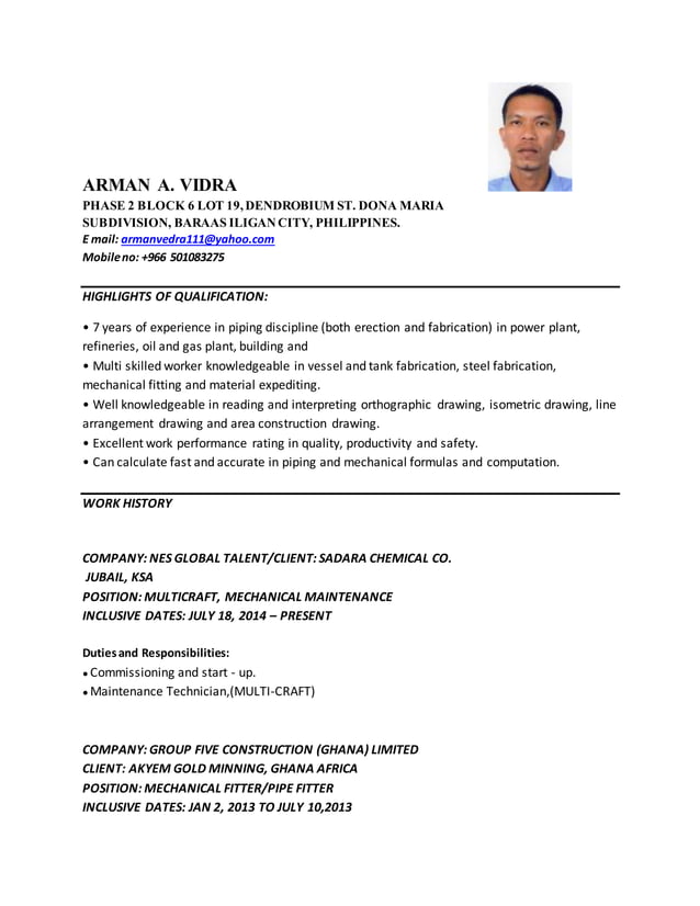 ARMAN VIDRA (RESUME) | PDF
