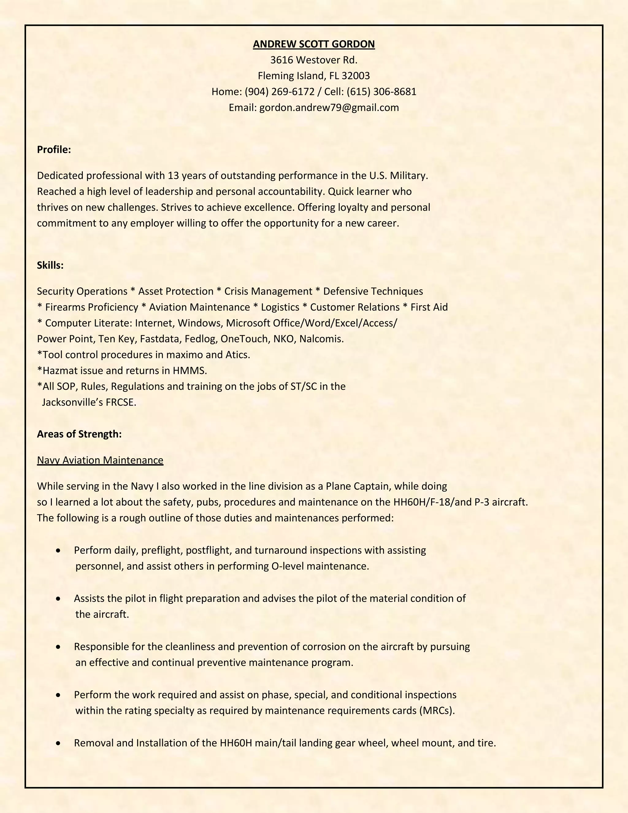 ANDREW SCOTT GORDON resume | PDF