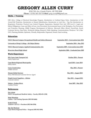CurryGregResume Update (16-02-15) | PDF