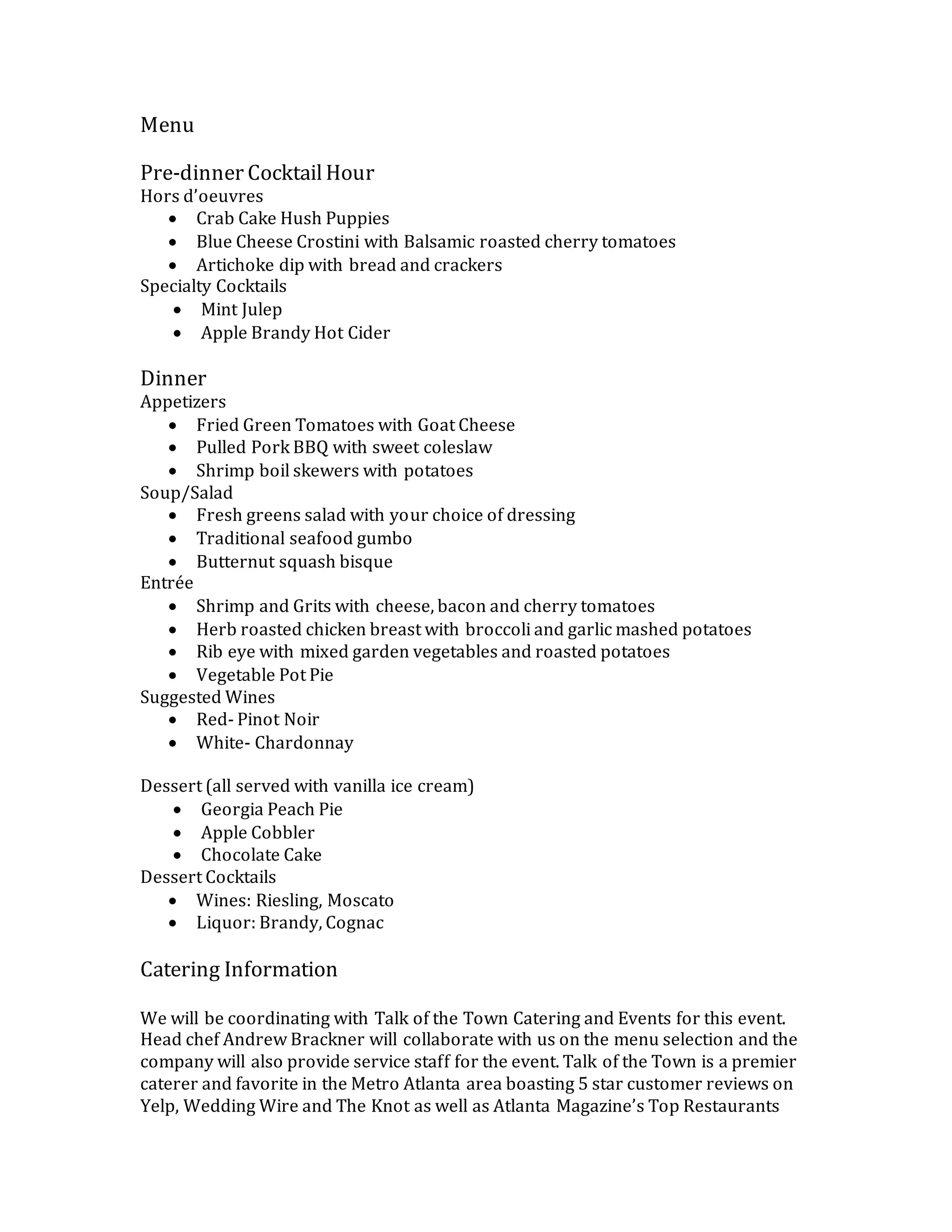 Special Events Packet | DOCX | Bars & Restaurants | Attractions