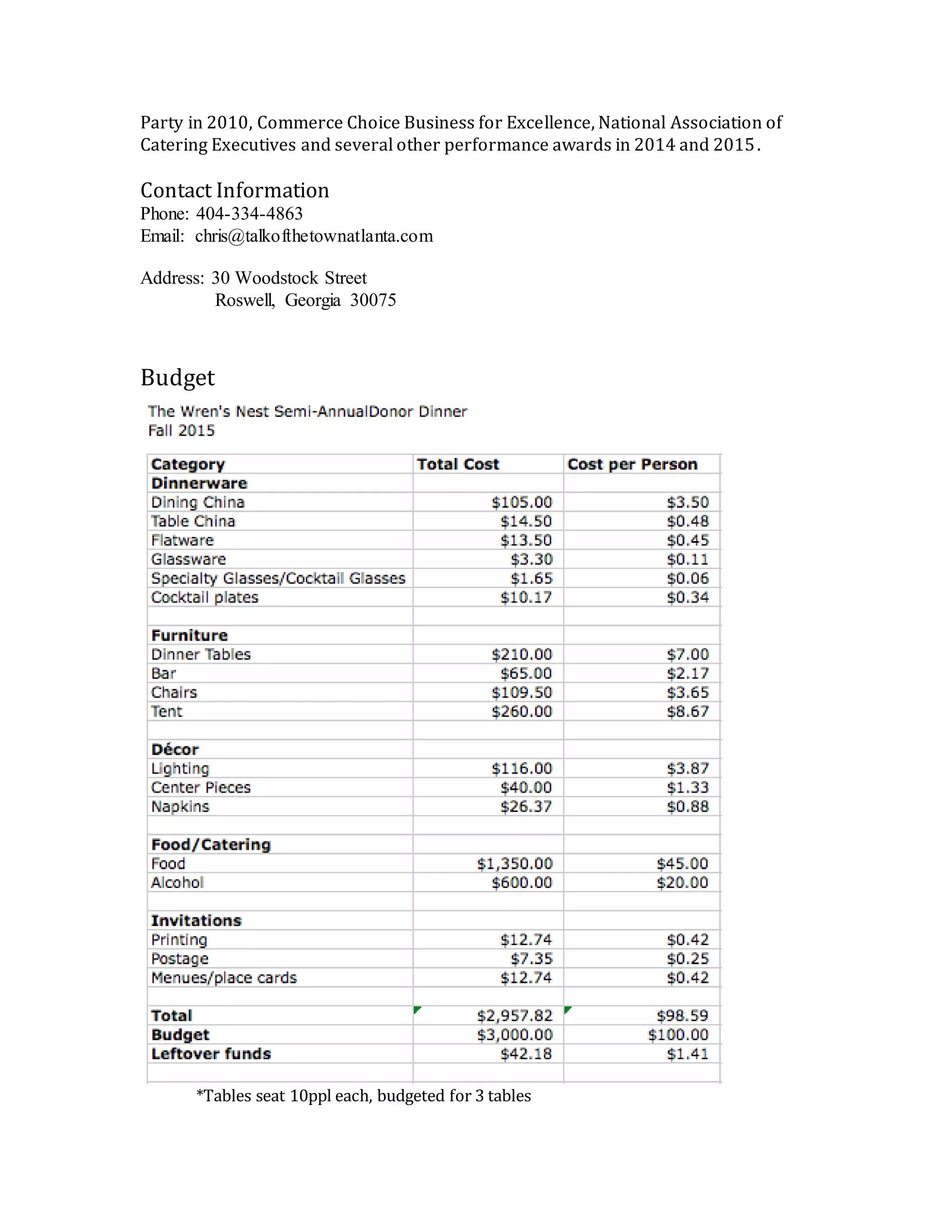 Special Events Packet | DOCX | Bars & Restaurants | Attractions