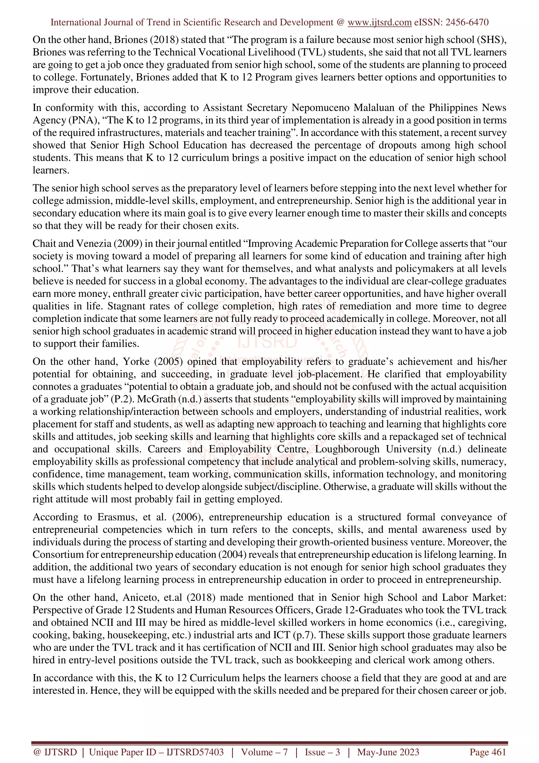 Initial Assessment on Higher Education Exit of SHS Andresians A ...