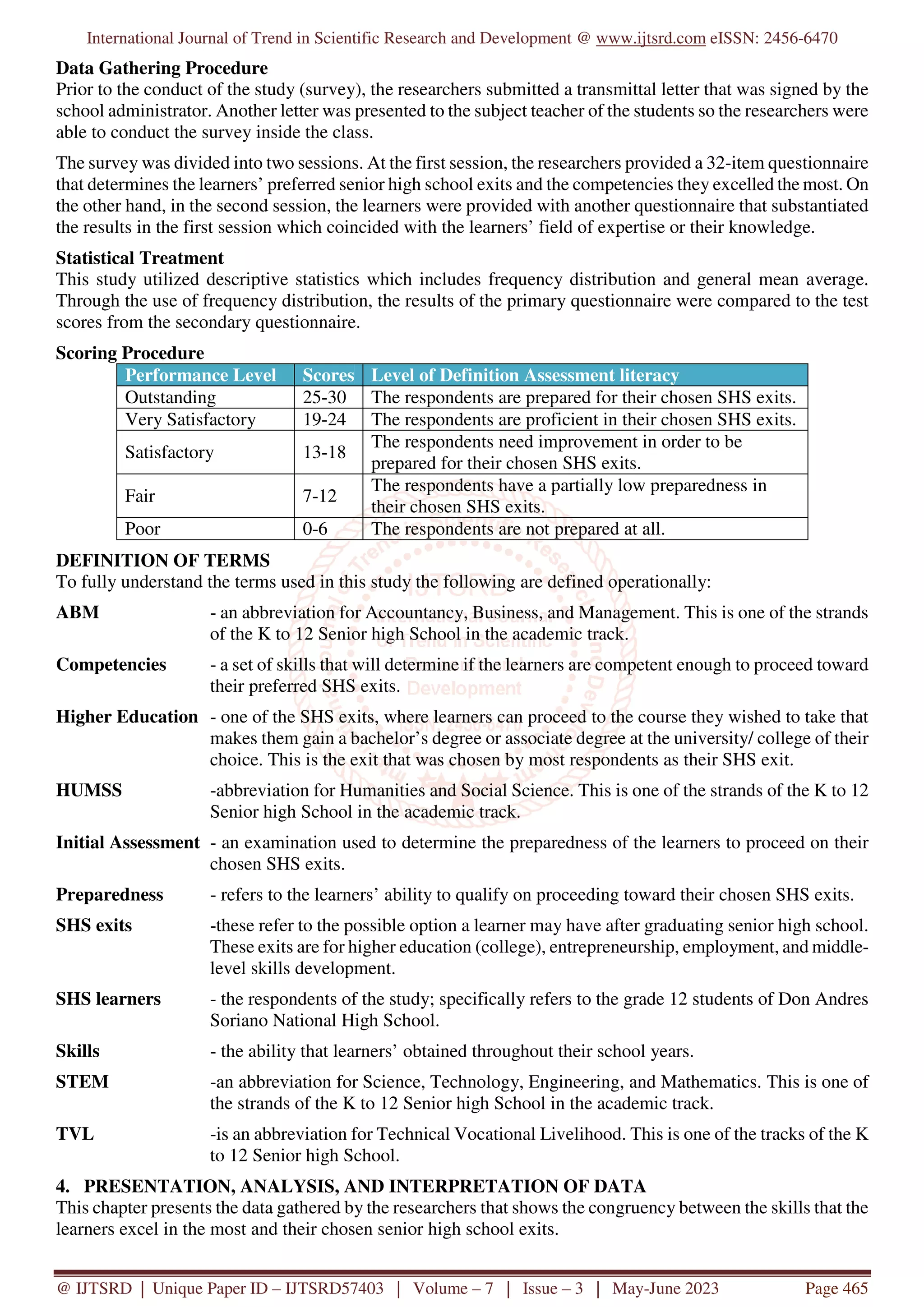 Initial Assessment on Higher Education Exit of SHS Andresians A ...