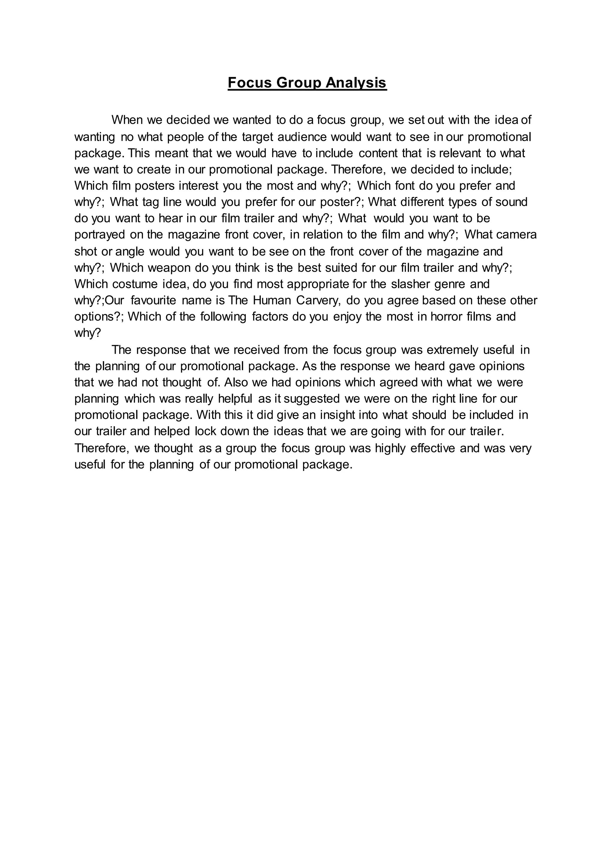 Focus group analysis | PDF