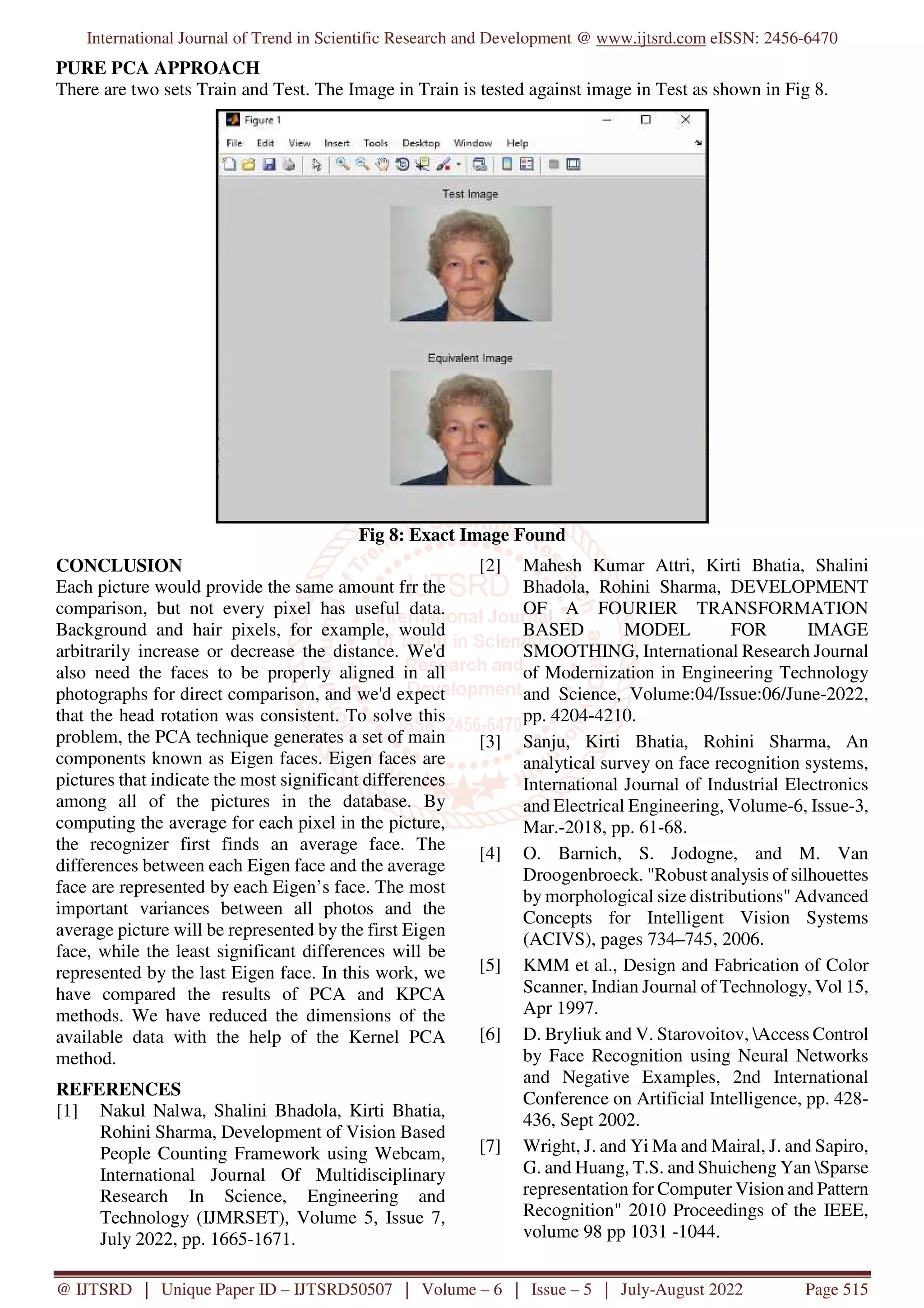 Kpca And Eigen Face Based Dimension Reduction Face Recognition Method Pdf Computing