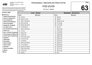 Programe circulație autobuz STB linia 63 Municipiul București | PDF