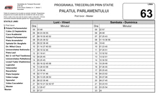 Programe circulație autobuz STB linia 63 Municipiul București | PDF