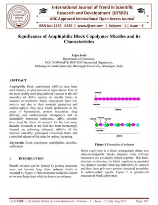 Significance of Amphiphilic Block Copolymer Micelles and its Characteristics | PDF | Chemistry ...