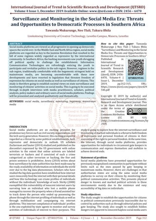 Surveillance and Monitoring in the Social Media Era: Threats and ...