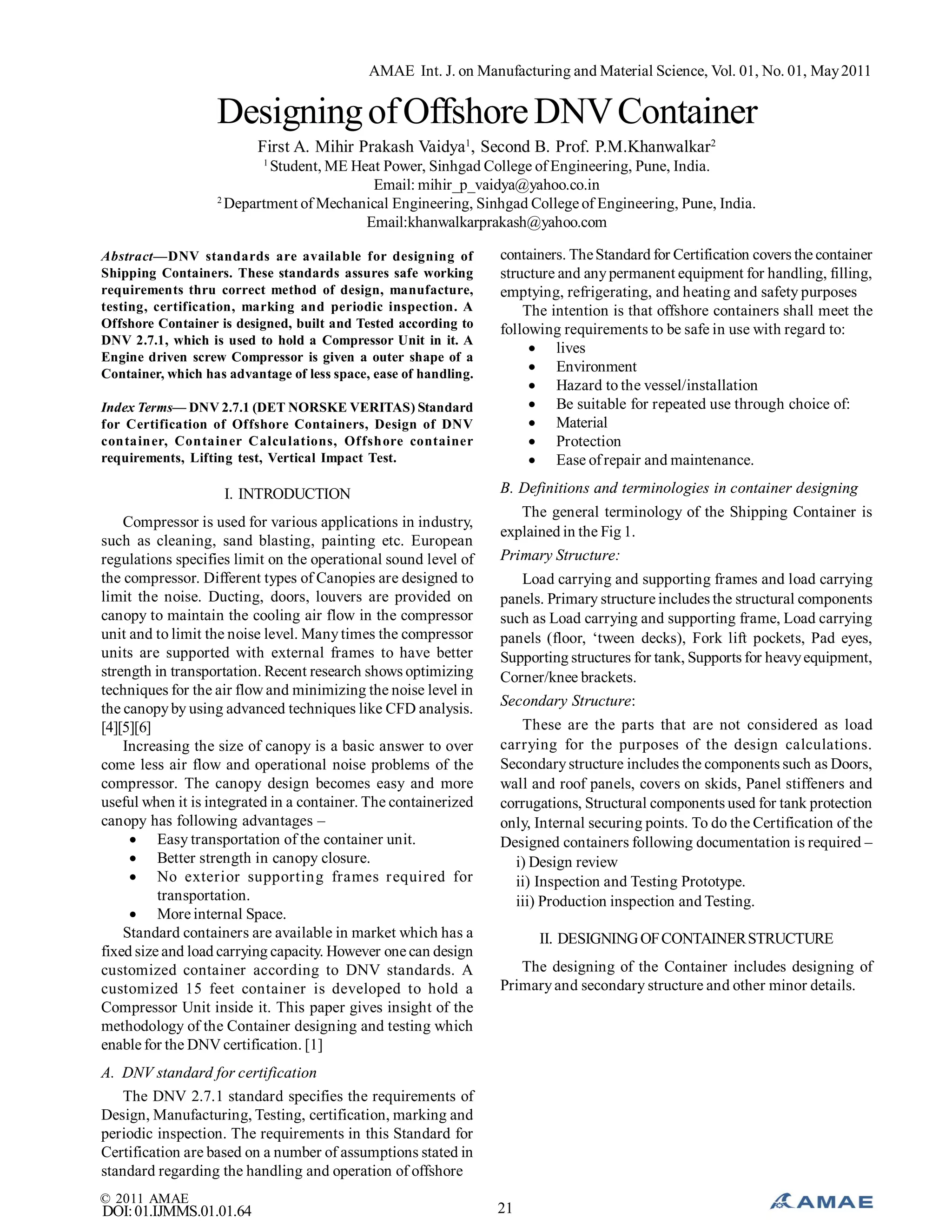 Designing of Offshore DNV Container | PDF