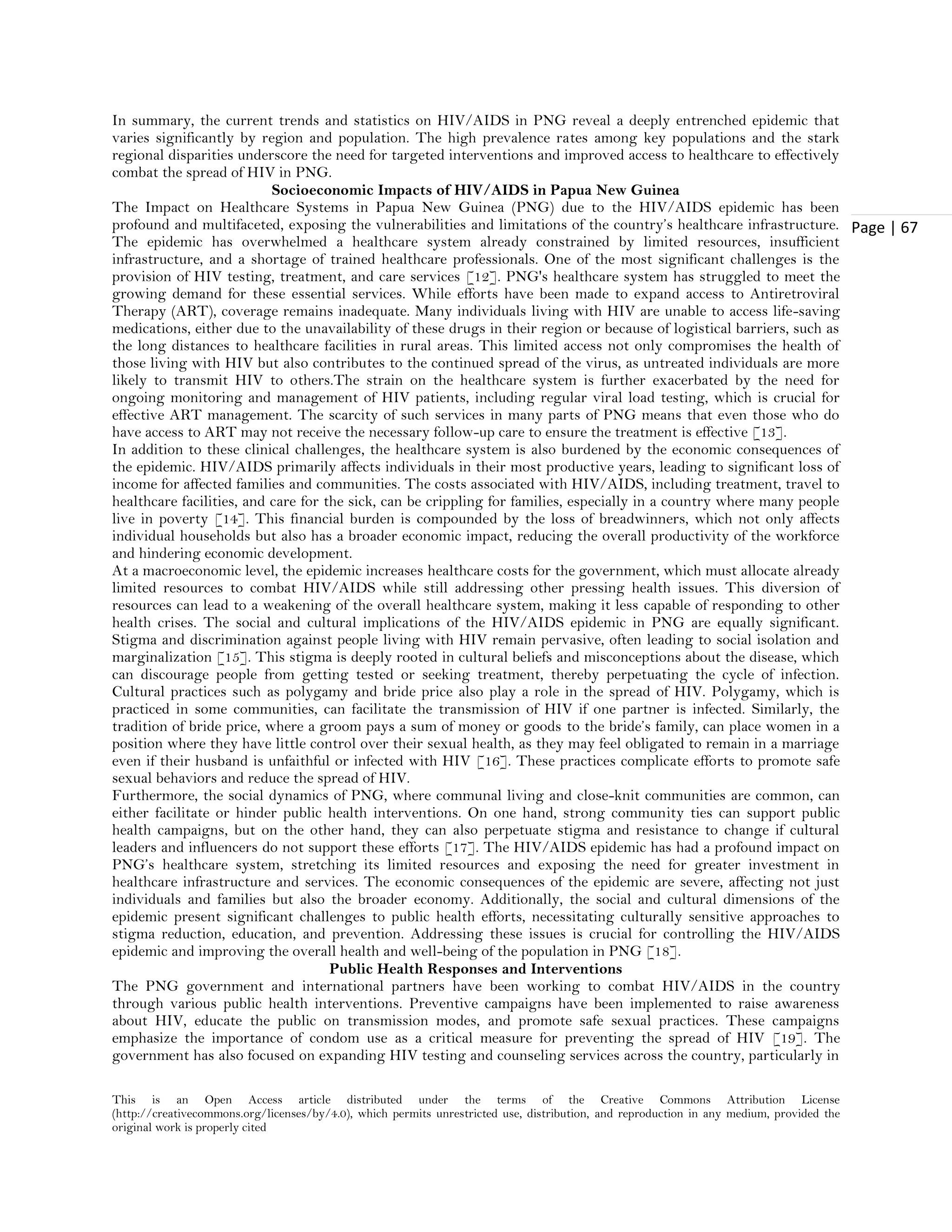 HIV/AIDS in Papua New Guinea: A Comprehensive Review (www.kiu.ac.ug) | PDF