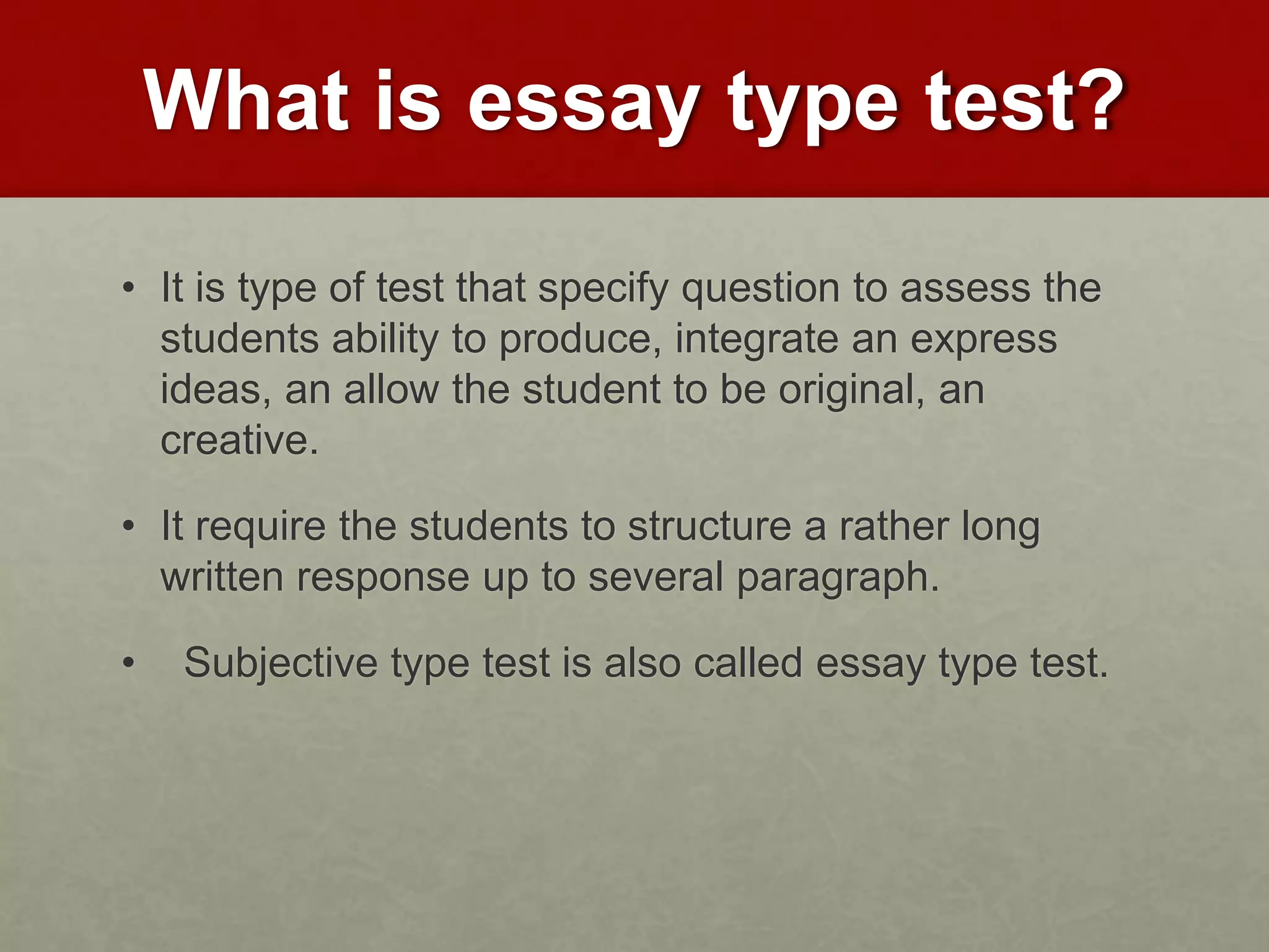 Objective and Essay Type Items | PPTX
