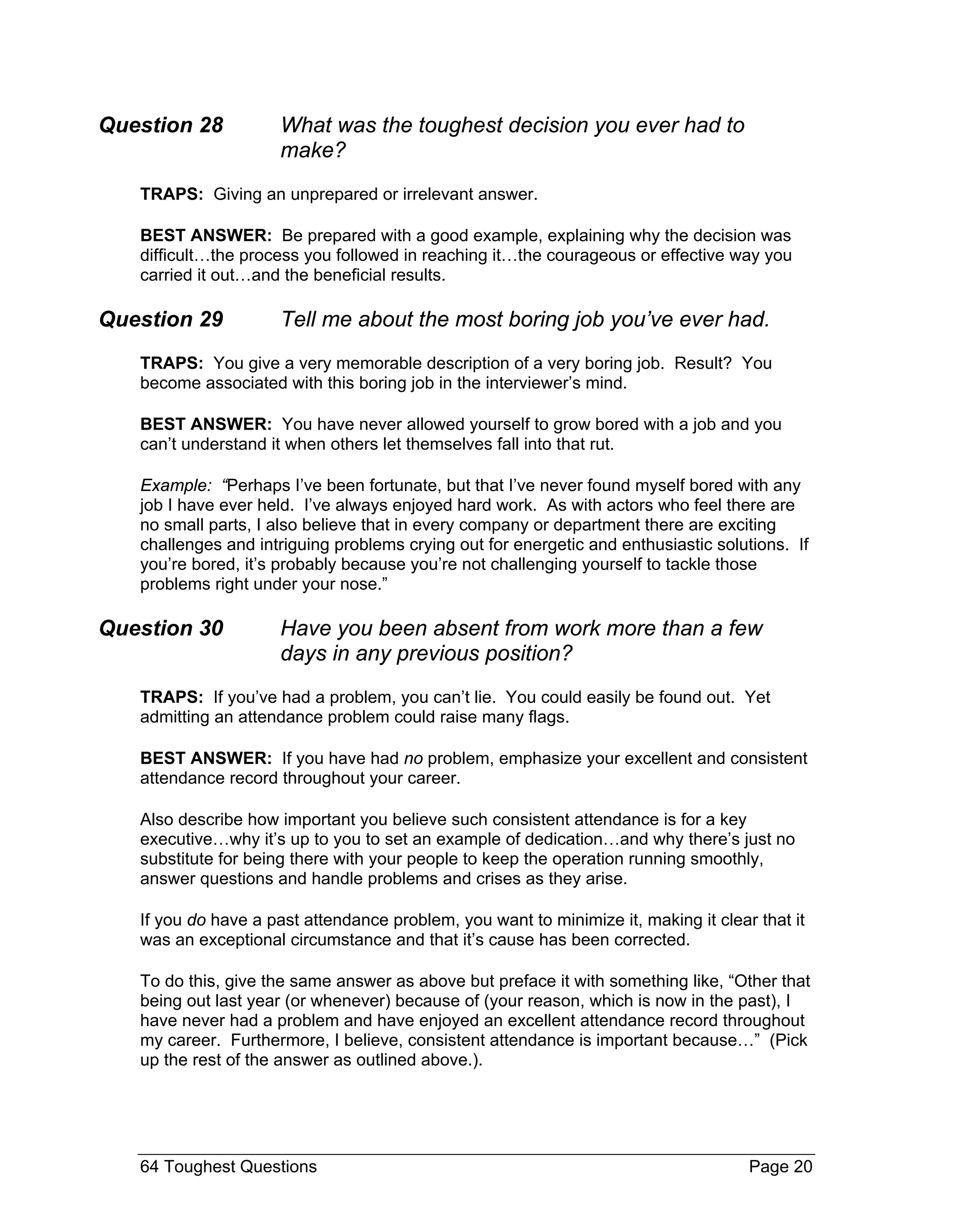 64 Interview Questions | PDF