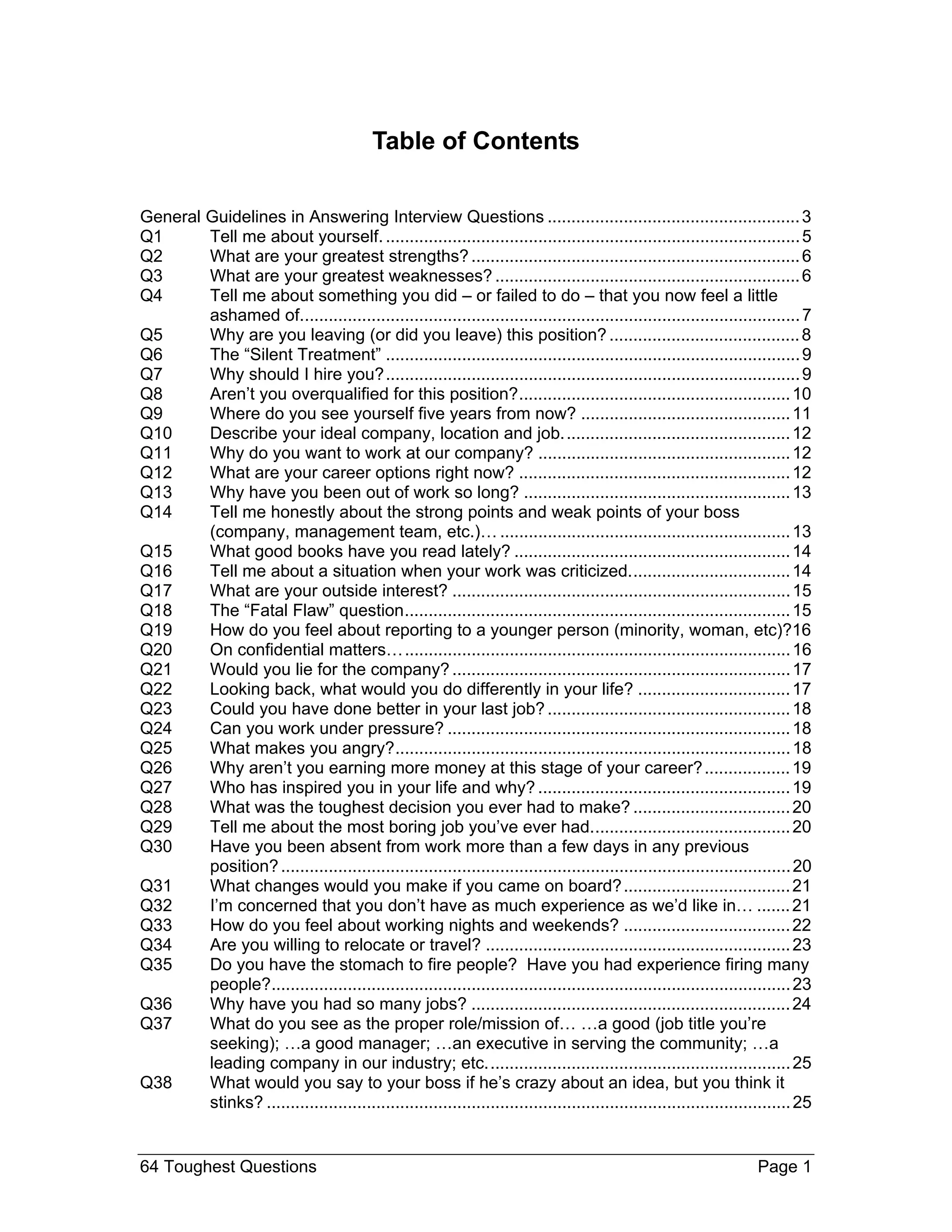 64 Interview Questions | PDF