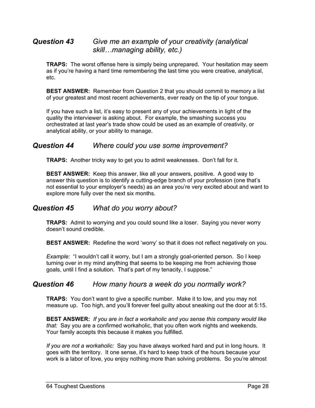 64 Interview Questions | PDF