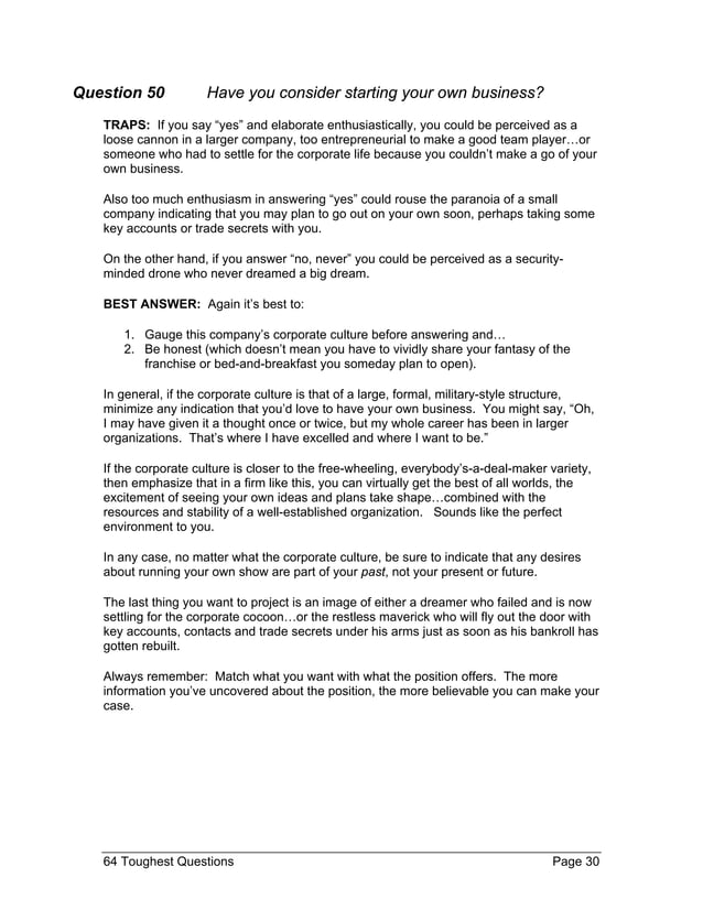 64 Interview Questions | PDF