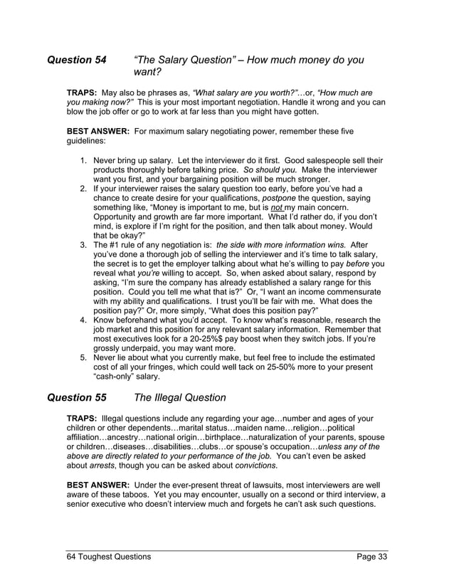 64 Interview Questions | PDF