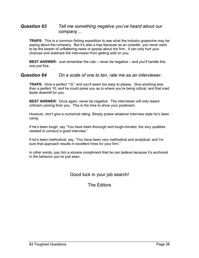 64 Interview Questions | PDF