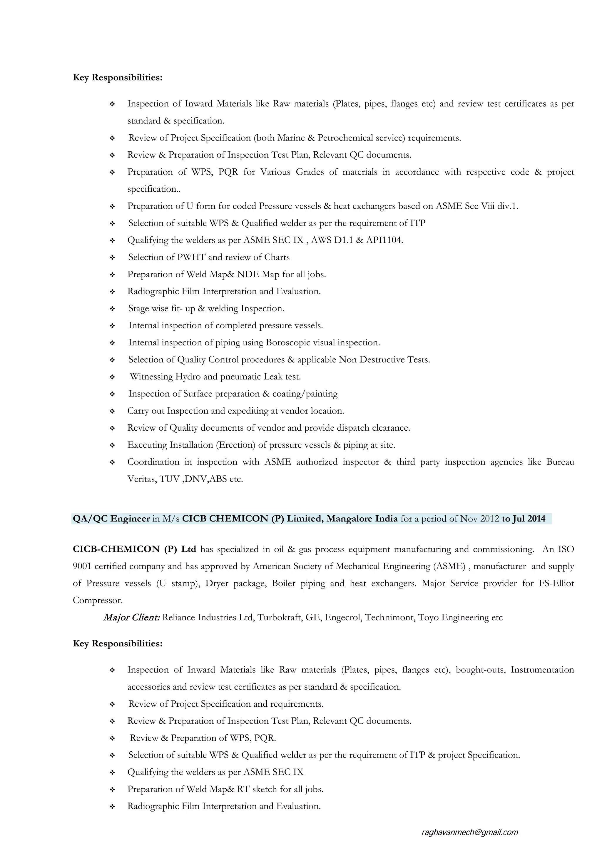 Resume of QA QC-Welding Engineer with 5+ years of exp | PDF