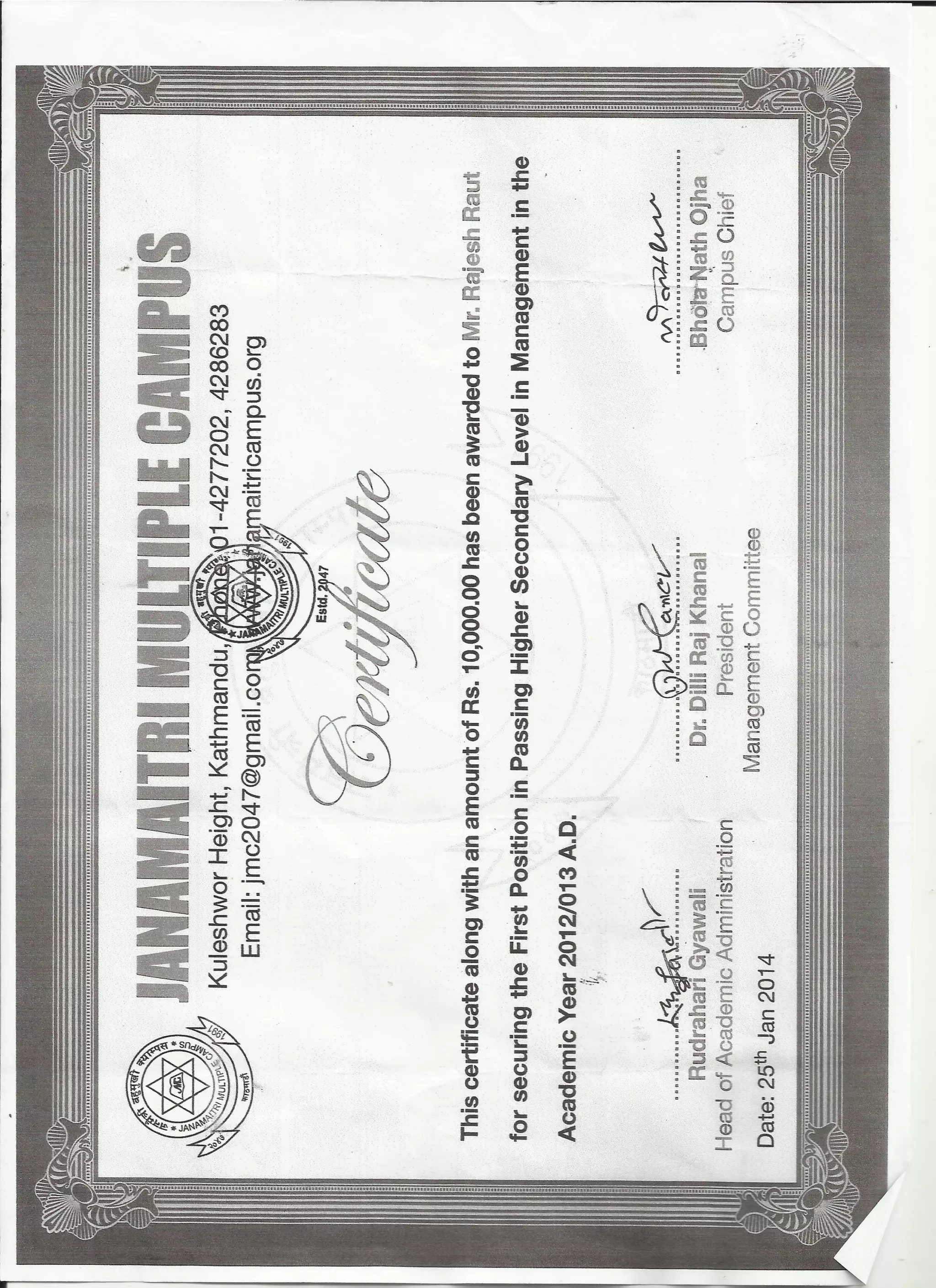 collage topper certificate | PDF