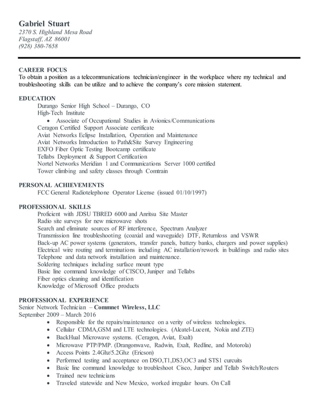 Gabriel Stuart resume | DOCX | Computer Networking | Computing