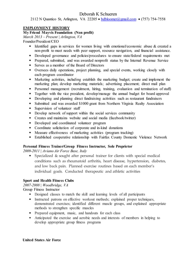 Deb Resume Fitness | DOCX