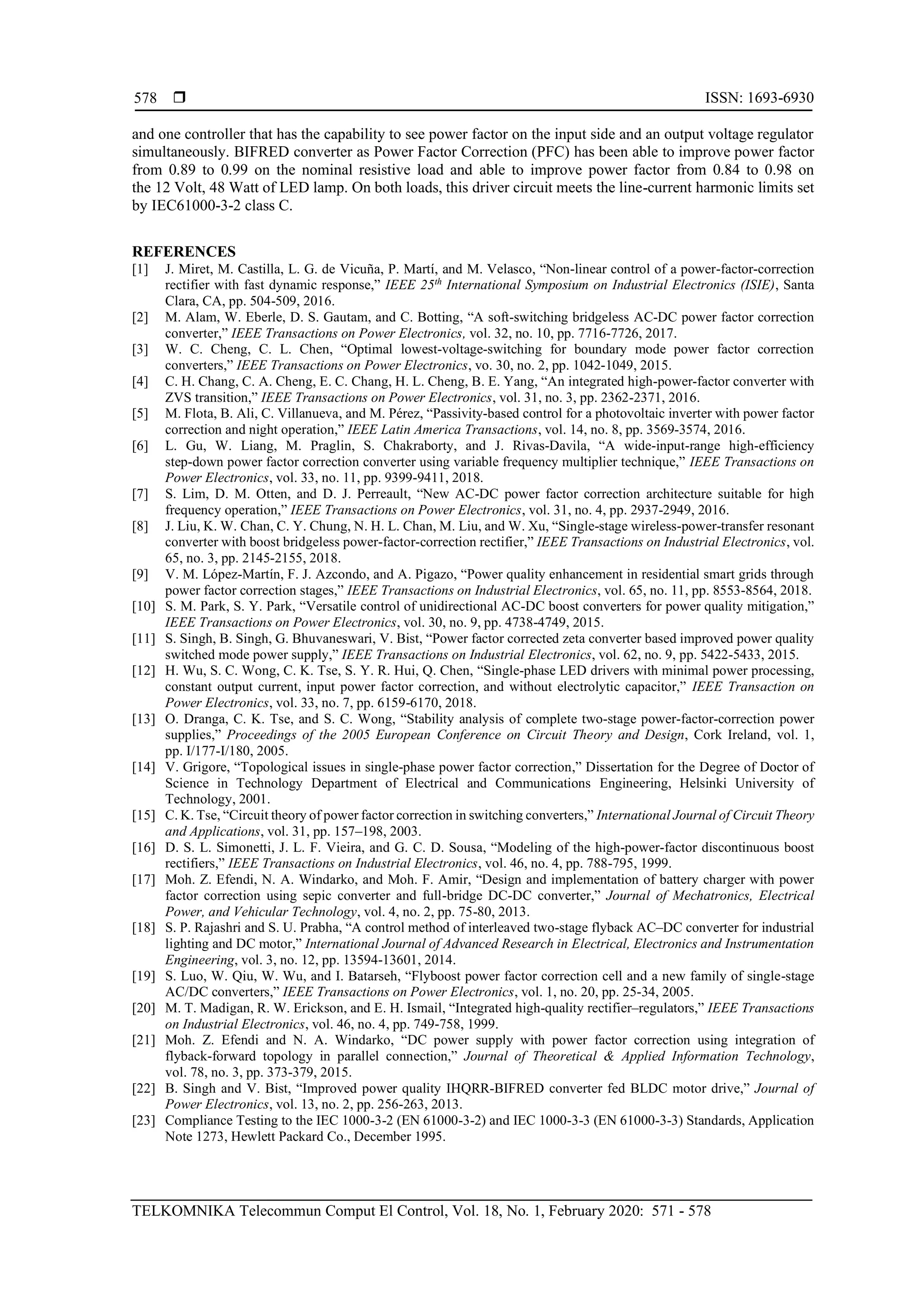 Power factor improvement on LED lamp driver using BIFRED converter | PDF