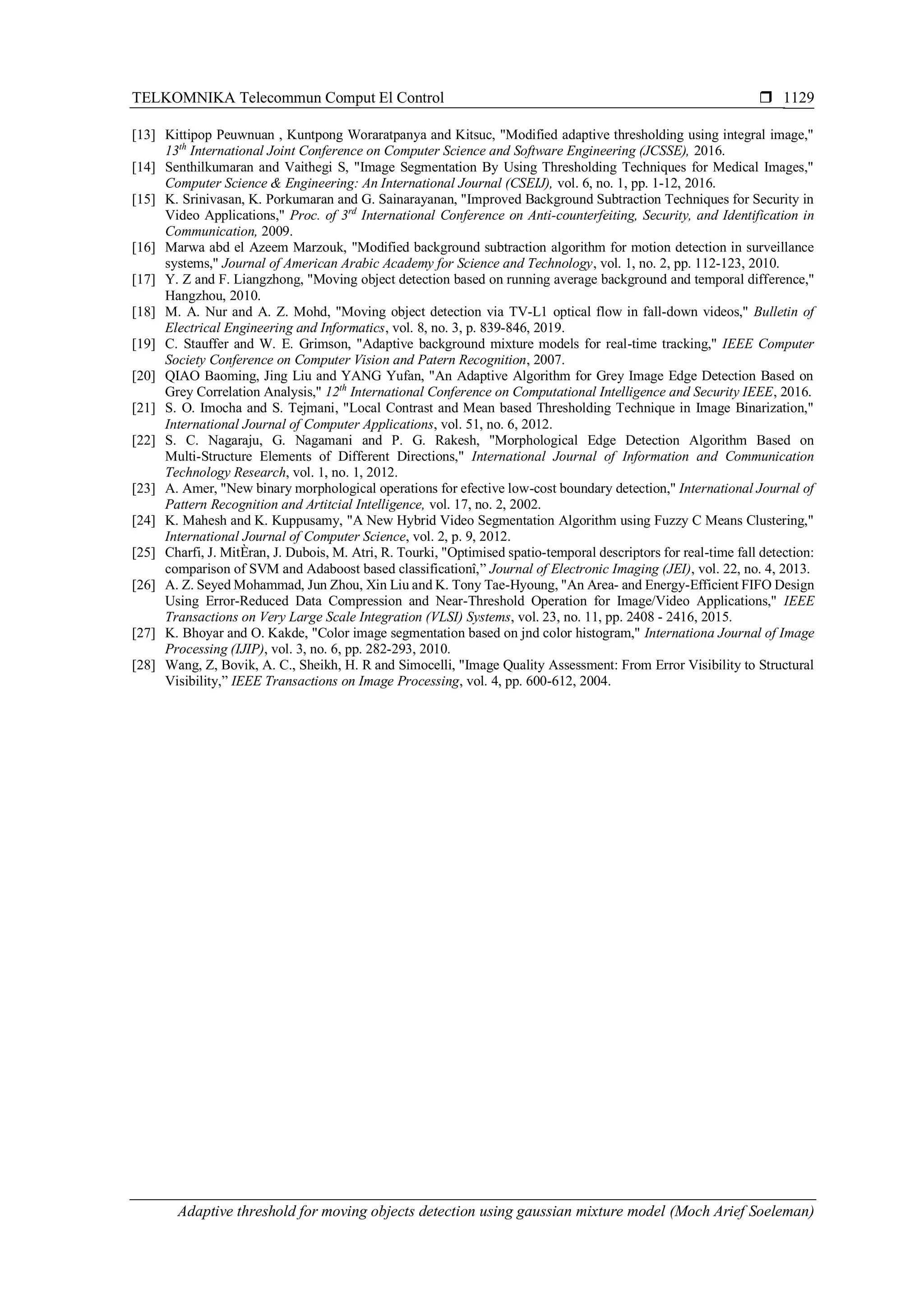 Adaptive threshold for moving objects detection using gaussian mixture model | PDF
