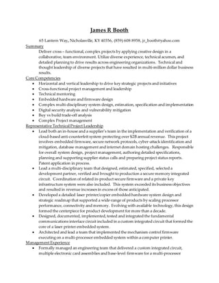 Resume - James R Booth 2016 03 04 | PDF
