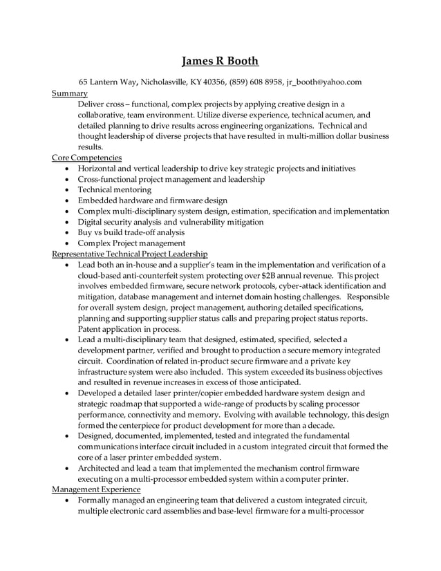 Resume - James R Booth 2016 03 04 | PDF