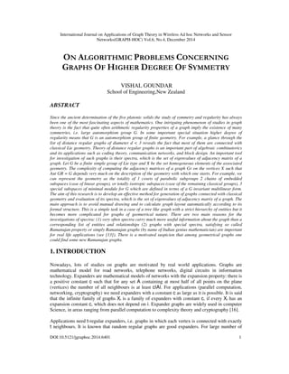 On Algorithmic Problems Concerning Graphs of Higher Degree of Symmetry | PDF