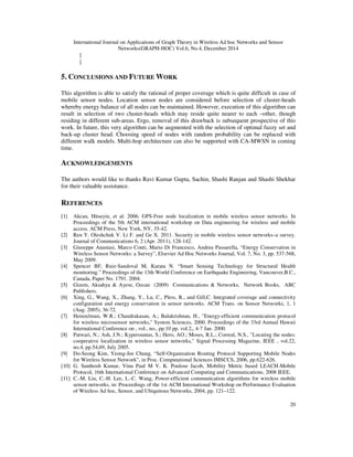CA-MWSN: CLUSTERING ALGORITHM FOR MOBILE WIRELESS SENOR NETWORK | PDF