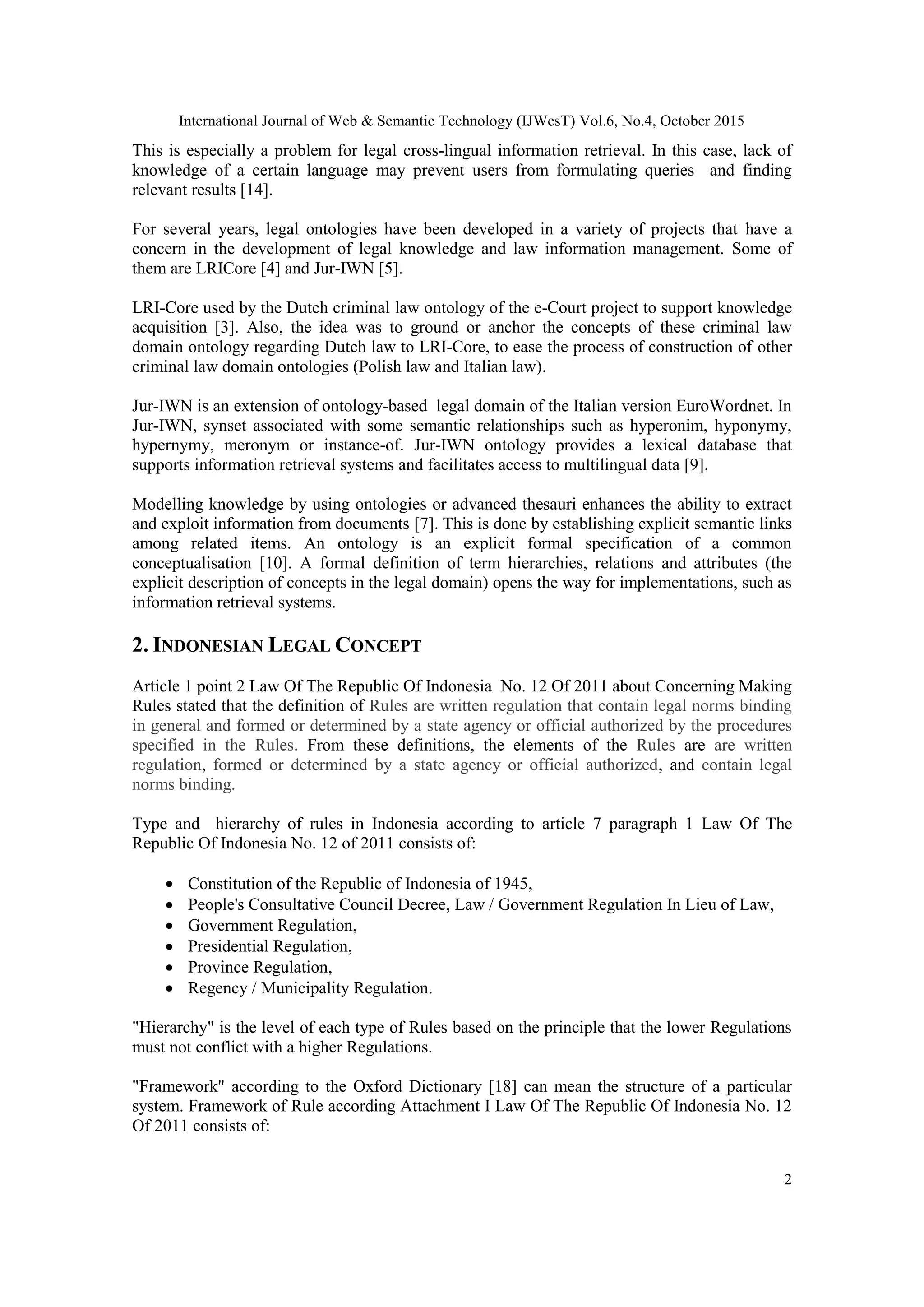 INDONESIAN-ENGLISH CROSS-LINGUAL LEGAL ONTOLOGY FOR INFORMATION RETRIEVAL | PDF