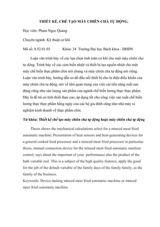 THIẾT KẾ, CHẾ TẠO MÁY CHIÊN CHẢ TỰ ĐỘNG 64163368 | PDF