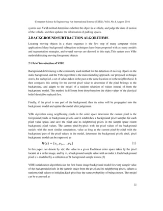 VEHICLE RECOGNITION USING VIBE AND SVM | PDF