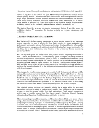 IMPACT OF RESOURCE MANAGEMENT AND SCALABILITY ON PERFORMANCE OF CLOUD APPLICATIONS – A SURVEY | PDF