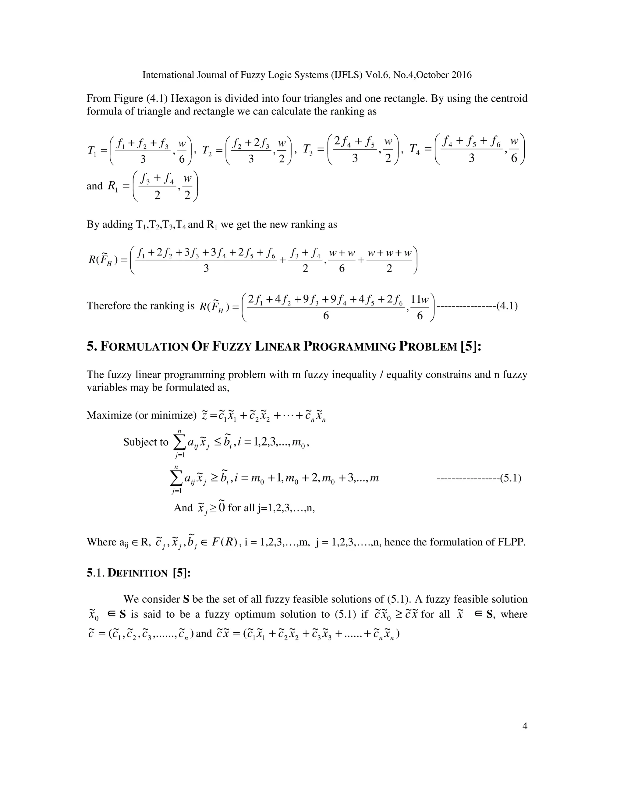 A NEW RANKING ON HEXAGONAL FUZZY NUMBER | PDF