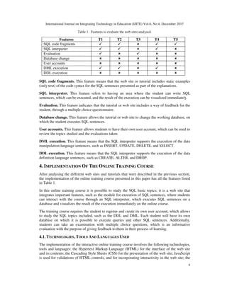 An Interactive Online Training Course for SQL Beginners | PDF