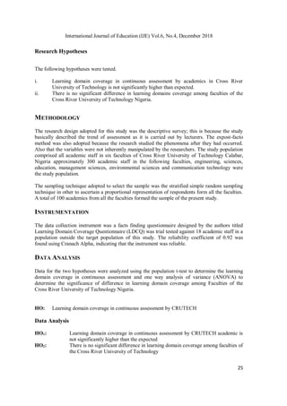 EFFECTIVE COVERAGE OF LEARNING DOMAINS IN STUDENTS ASSESSMENT BY LECTURERS OF CROSS RIVER ...