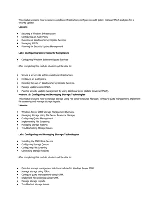 6419 a configuring, managing and maintaining windows server 2008 servers | DOC