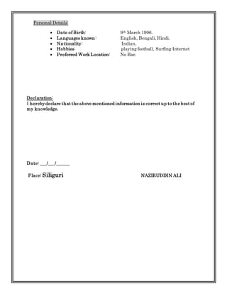 NAZIR CV FINAL YEAR | DOCX