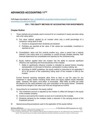 Solution Manual for Advanced Accounting 11th Edition by Hoyle | PDF