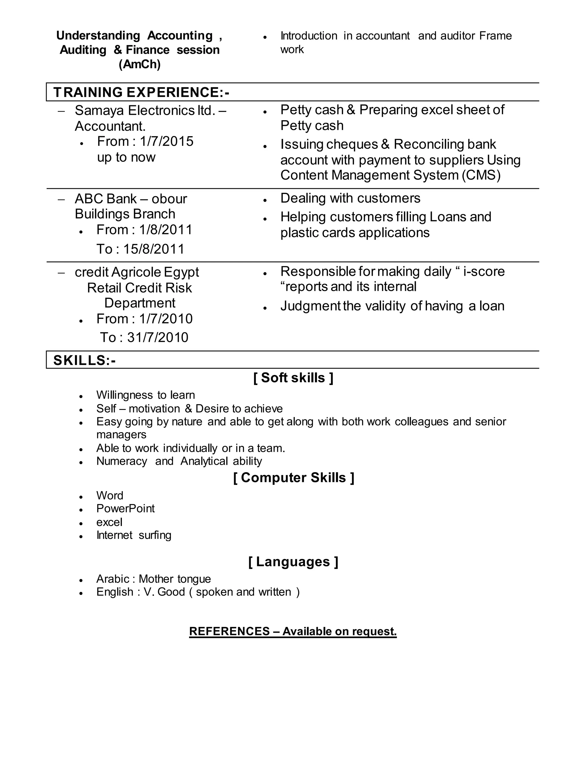 mina thabet Resume(accounting) | DOCX