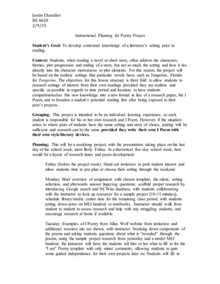 Instructional Planning for Poetry Project | DOCX