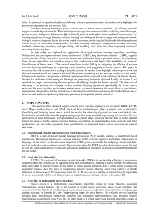 Machine learning algorithms for breast cancer analysis: performance and ...