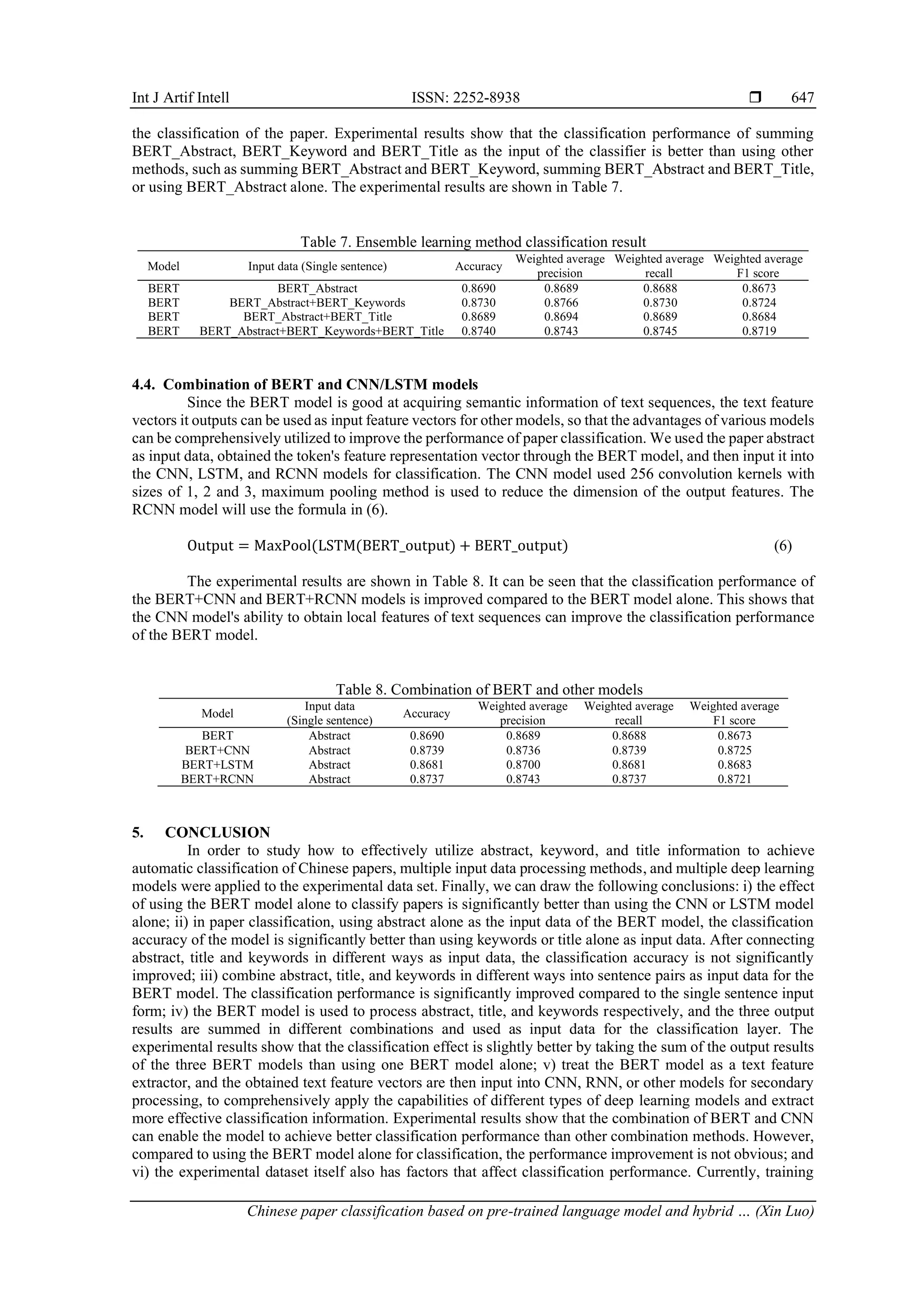 Chinese paper classification based on pre-trained language model and ...