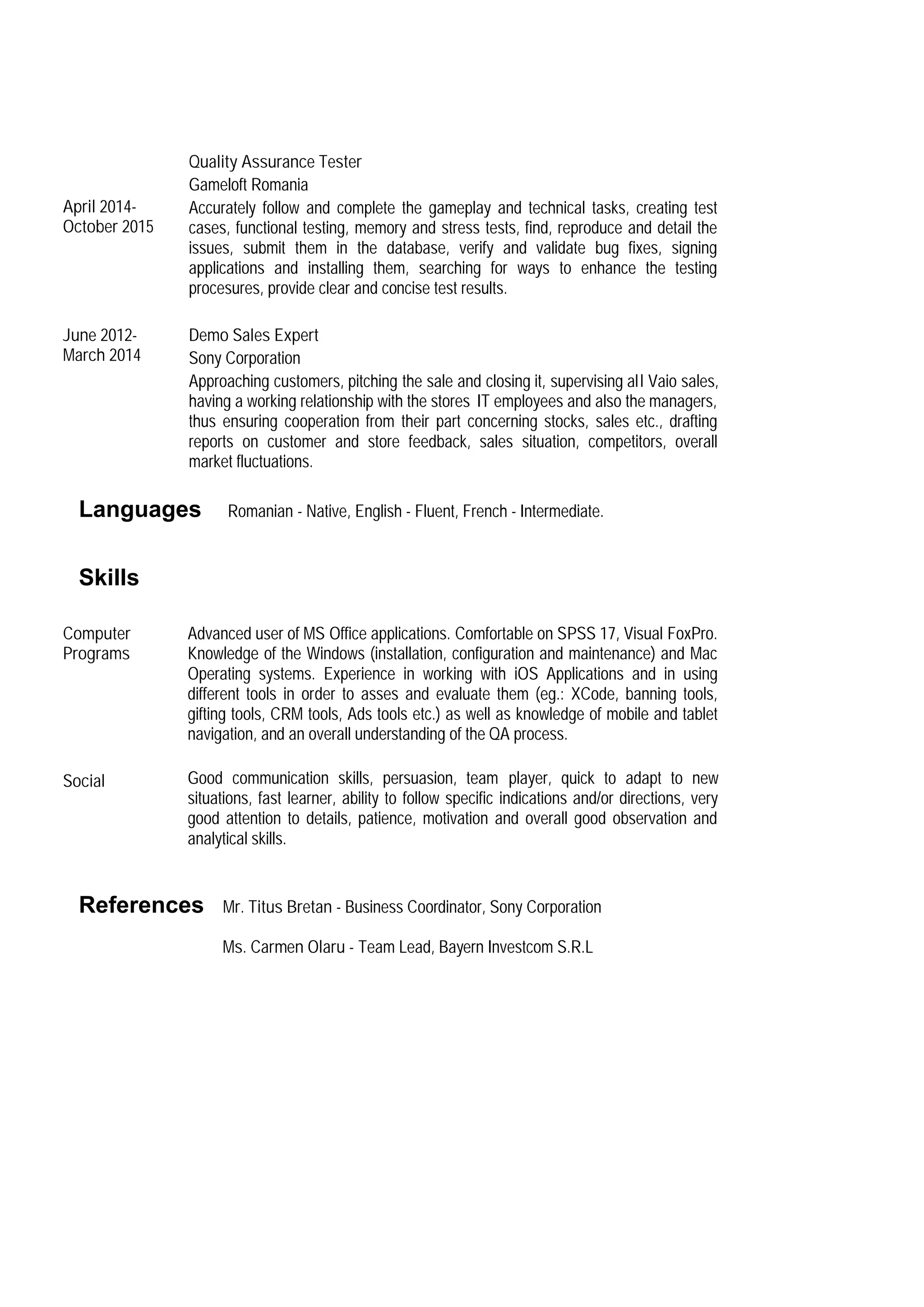 Andreea Florea CV | PDF