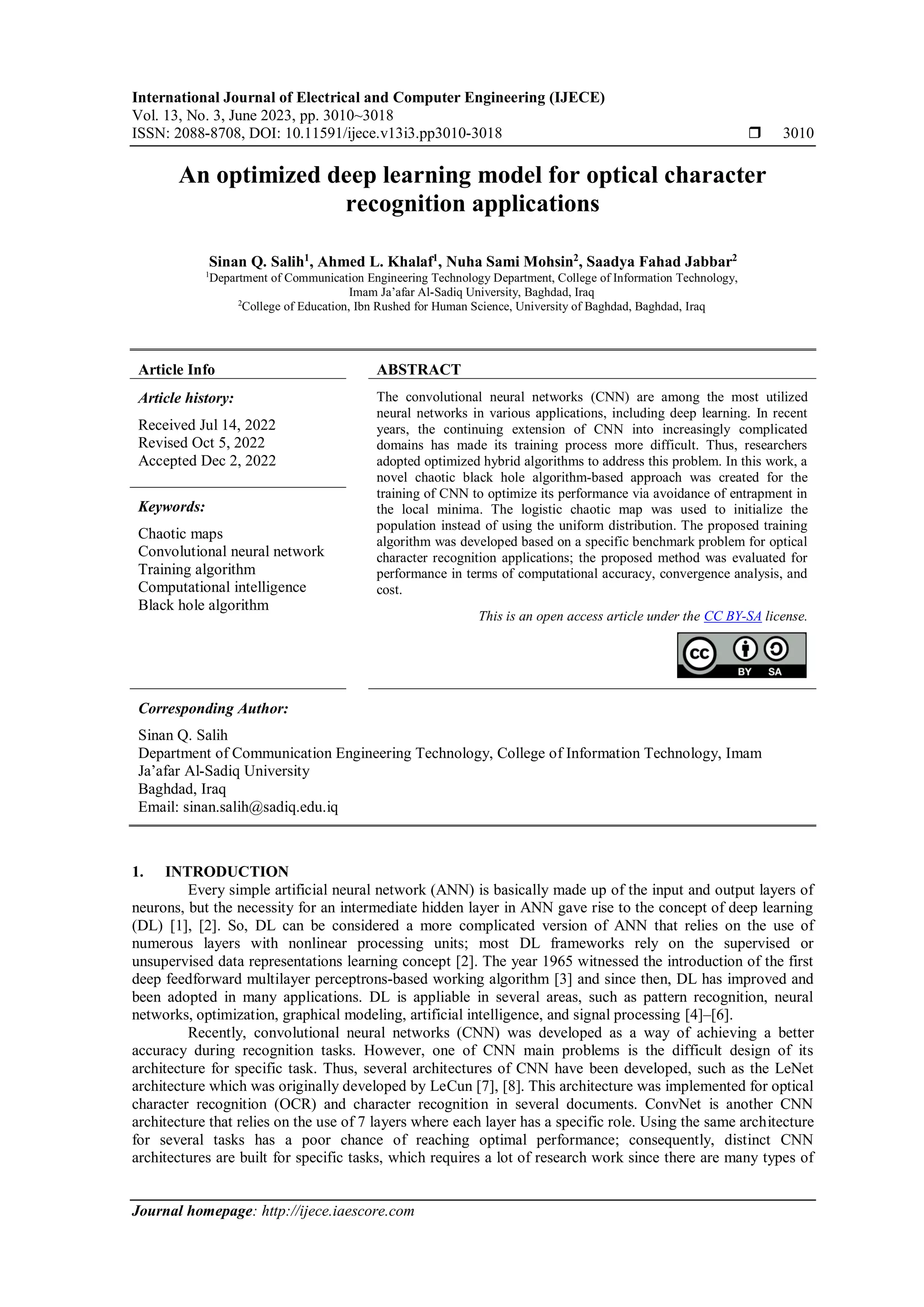 An optimized deep learning model for optical character recognition applications | PDF | Physics ...